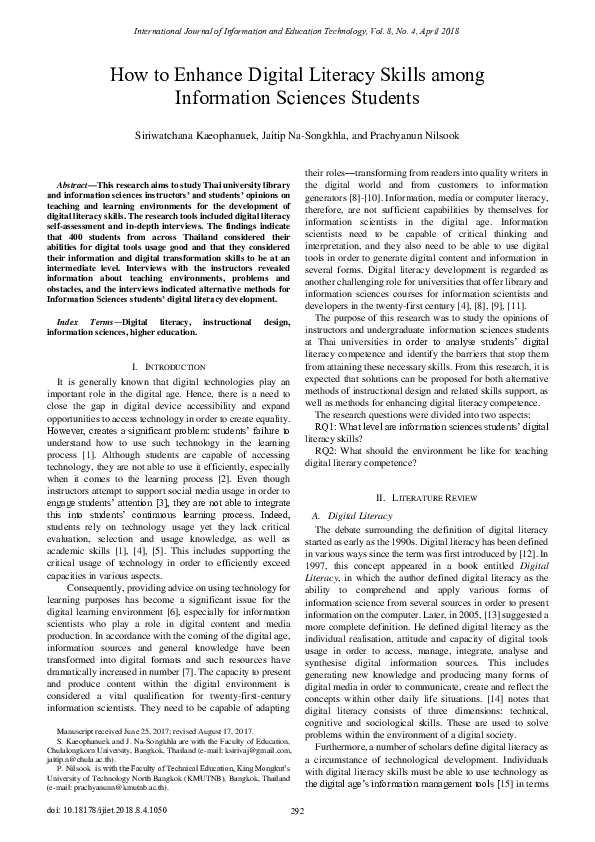 (PDF) How to Enhance Digital Literacy Skills among Information Sciences ...