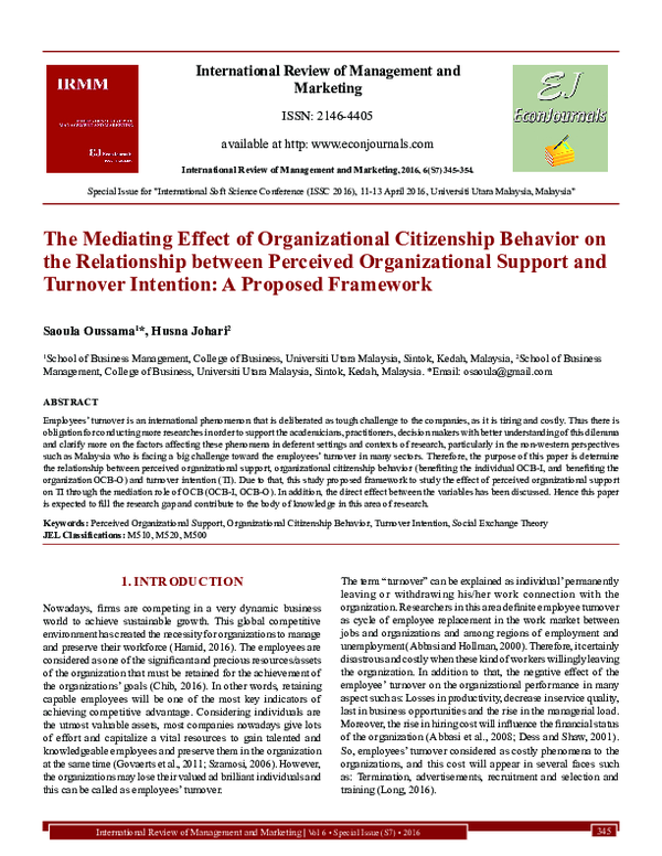 (PDF) The Mediating Effect of Organizational Citizenship Behavior on the Relationship between ...