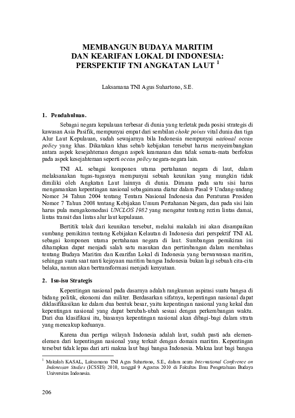 (PDF) MEMBANGUN BUDAYA MARITIM DAN KEARIFAN LOKAL DI INDONESIA