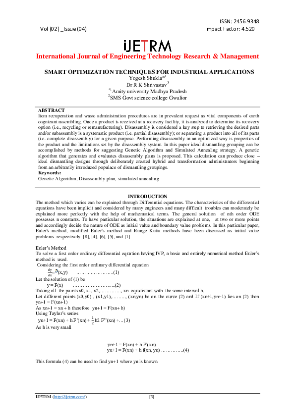 (PDF) SMART OPTIMIZATION TECHNIQUES FOR INDUSTRIAL APPLICATIONS ...