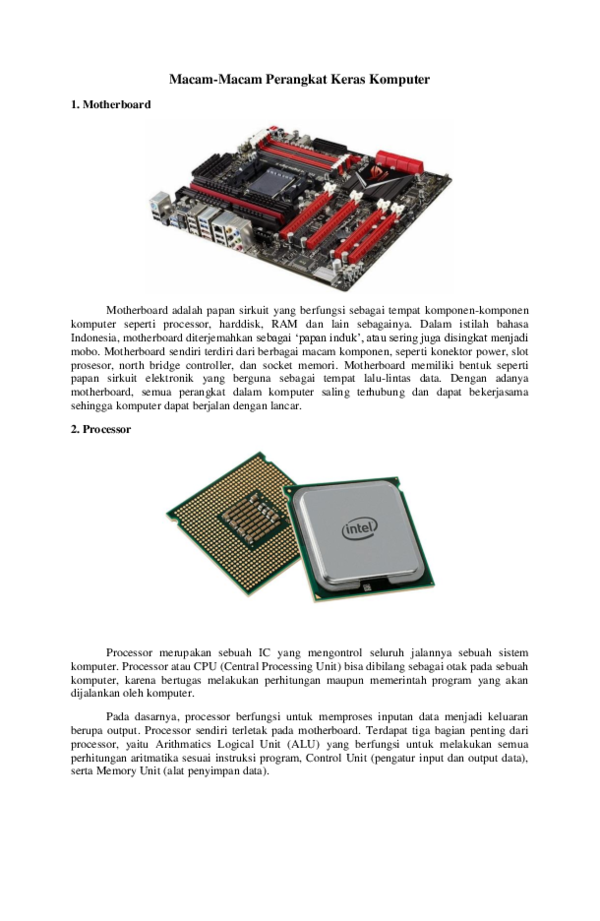 (DOC) Macam-Macam Perangkat Keras Komputer