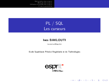 (PDF) PL / SQL Les curseurs Ecole Supérieure Privée d'Ingénierie et de Technologies