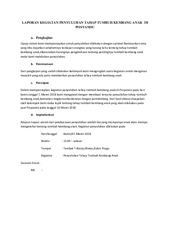 Contoh Laporan Hasil Kegiatan Doc