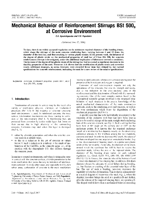 (PDF) Mechanical Behavior of Reinforcement Stirrups BSt 500s at ...