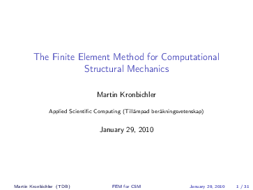 (PDF) The Finite Element Method for Computational Structural Mechanics