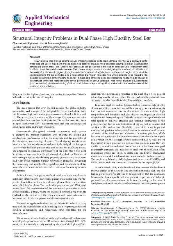 (PDF) Structural Integrity Problems in Dual Phase High Ductility Steel Bar