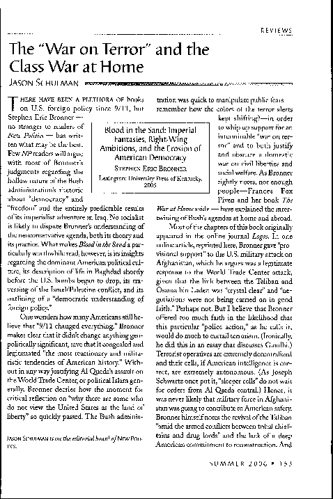 (PDF) The "War on Terror" and the Class War at Home