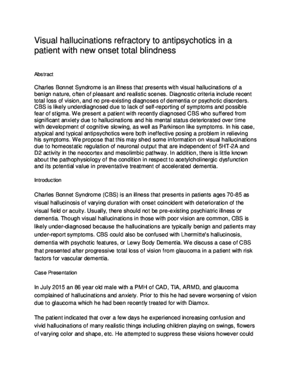 (DOC) Visual hallucinations refractory to antipsychotics in a patient ...