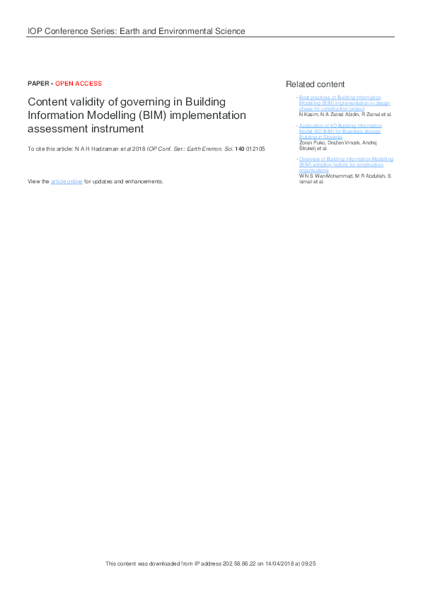 Pdf Content Validity Of Governing In Building Information Modelling Bim Implementation