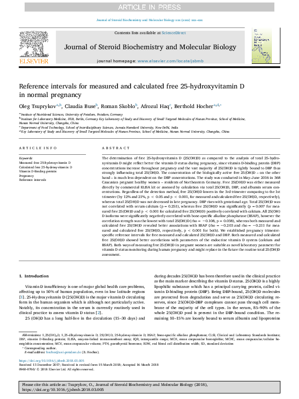 (PDF) Journal of Steroid Biochemistry and Molecular Biology Reference ...