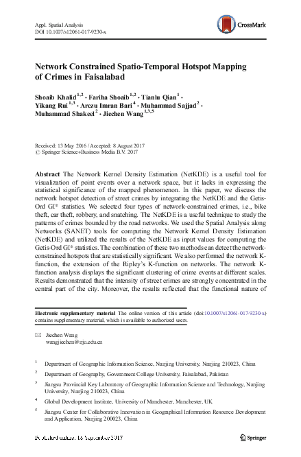 Pdf Network Constrained Spatio Temporal Hotspot Mapping Of Crimes In