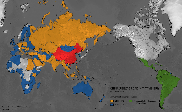 (PDF) (2018) Map: China's Belt & Road Initiative (BRI) - as of April 2018