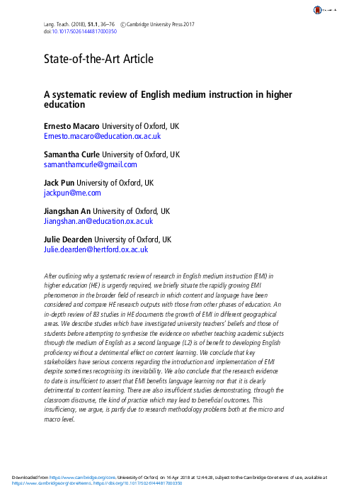 (PDF) State-of-the-Art Article A systematic review of English medium ...