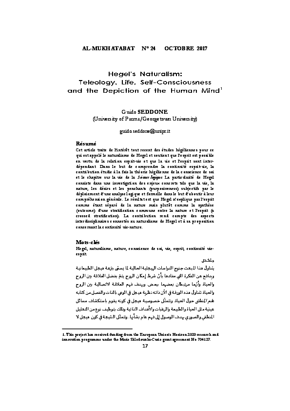 (PDF) Hegel's Naturalism: Teleology, Life, Self-Consciousness and the ...