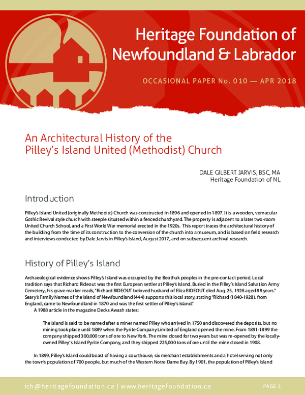 (PDF) An Architectural History of the Pilley's Island United (Methodist ...