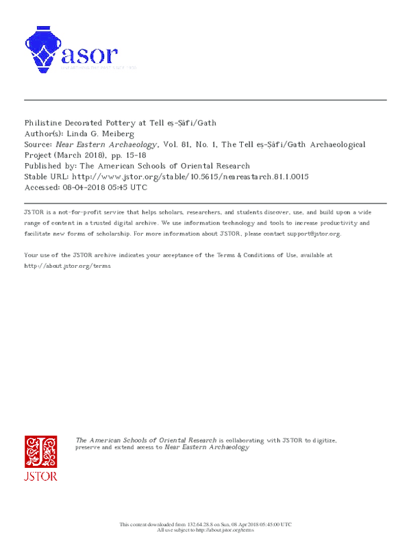 (PDF) Philistine Decorated Pottery at Tell es-Safi/Gath