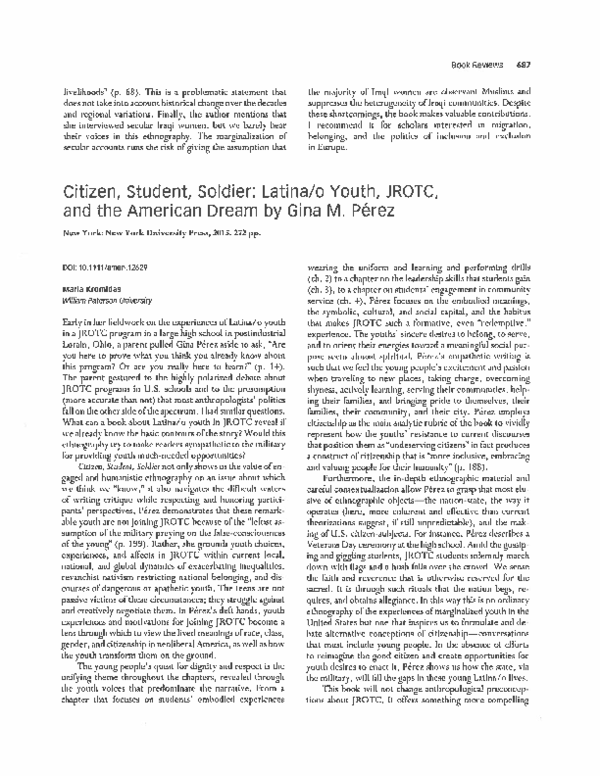 (PDF) Citizen, Student, Soldier: Latina/o Youth, JROTC, and the ...
