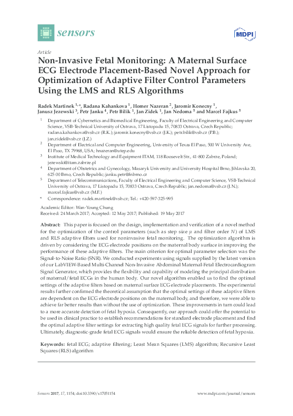 (PDF) Non-Invasive Fetal Monitoring: A Maternal Surface ECG Electrode Placement-Based Novel ...