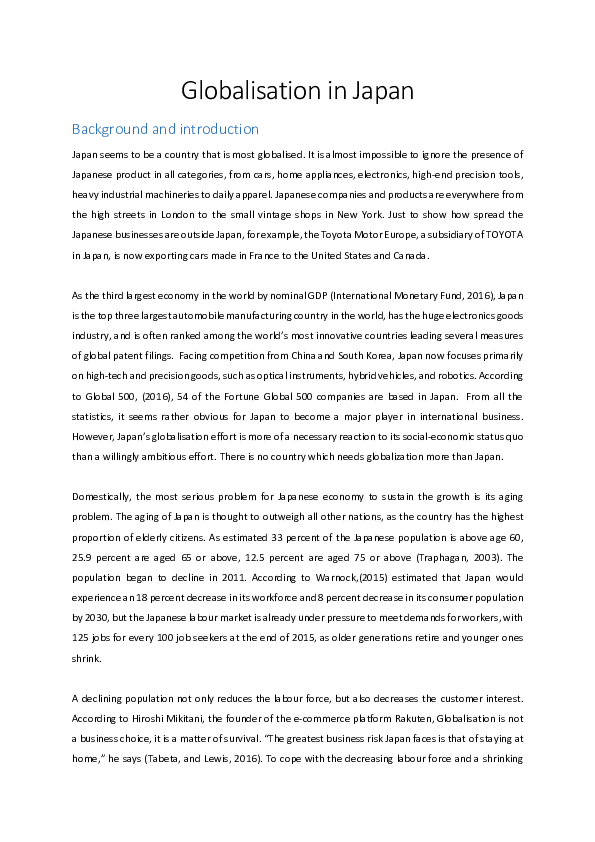 (DOC) Globalisation in Japan Background and introduction