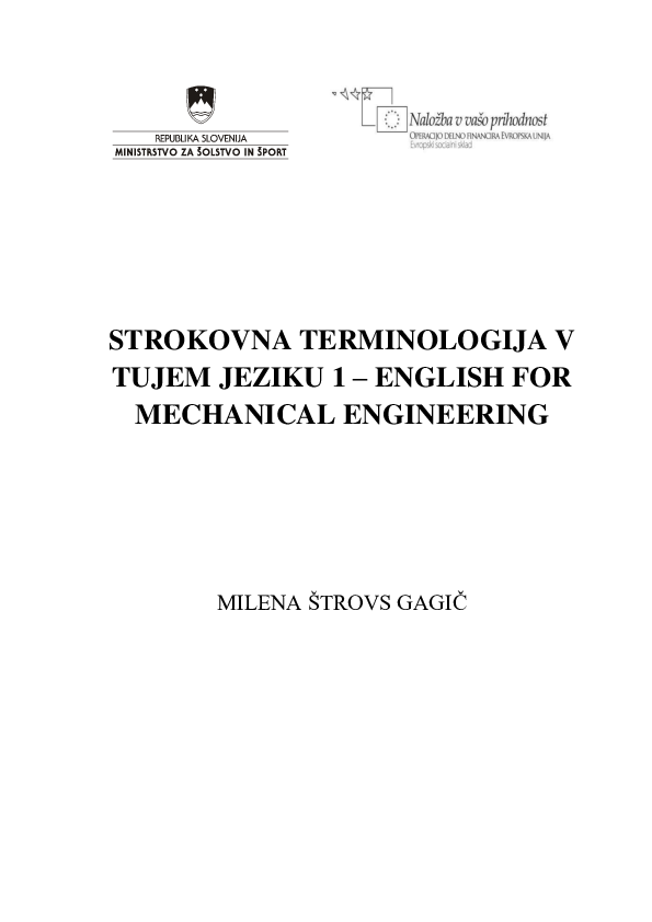 (PDF) STROKOVNA TERMINOLOGIJA V TUJEM JEZIKU 1 – ENGLISH FOR MECHANICAL ...