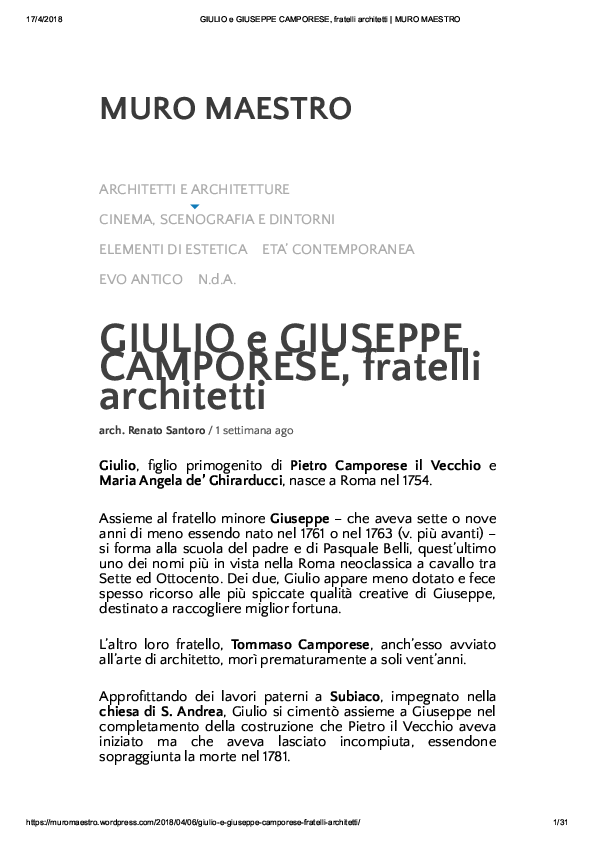 (PDF) GIULIO e GIUSEPPE CAMPORESE, fratelli architetti _ MURO MAESTRO.pdf
