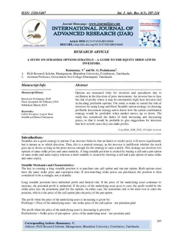 (PDF) A STUDY ON STRADDLE OPTIONS STRATEGY, A GUIDE TO THE EQUITY ...