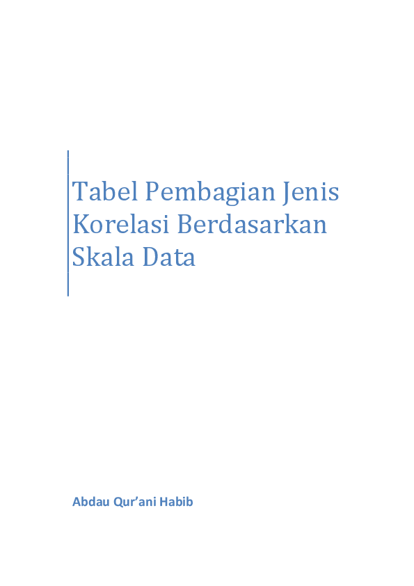 (PDF) Tabel Pembagian Jenis Korelasi Berdasarkan Skala Data