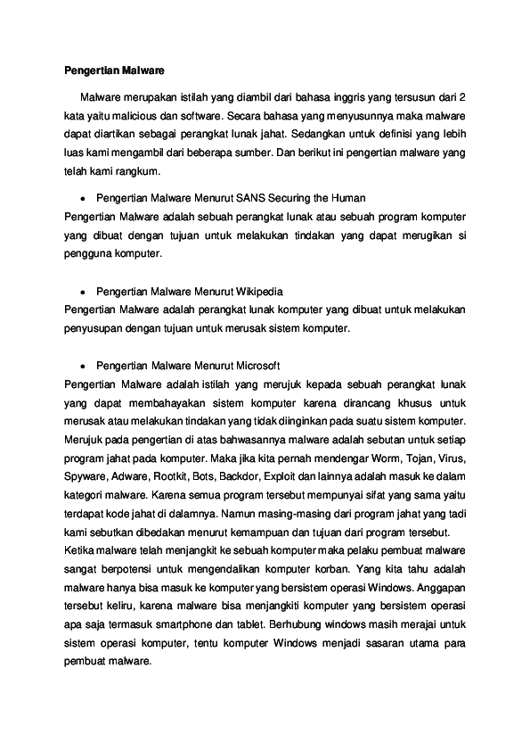 (DOC) Pengertian Malware