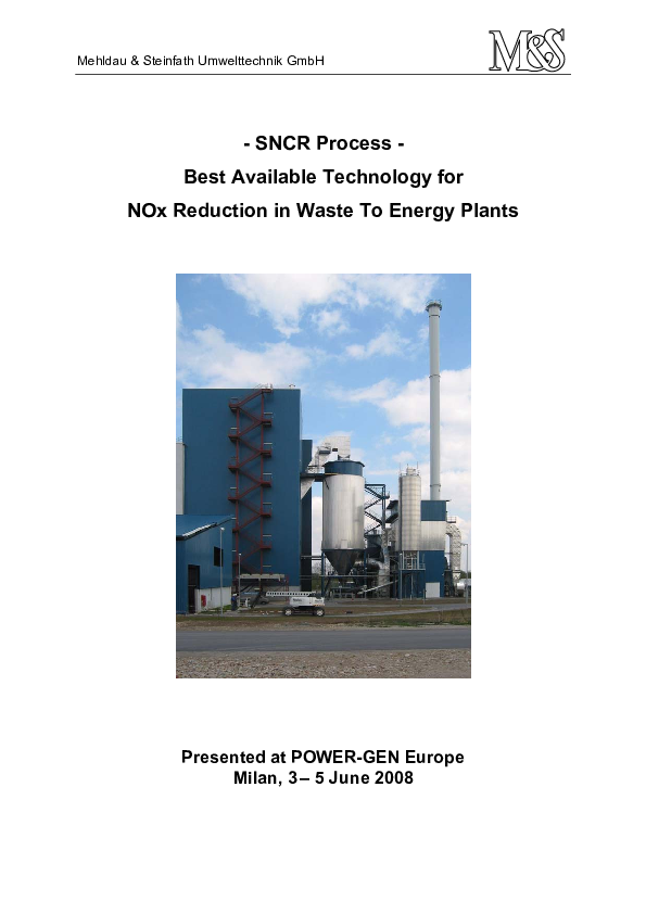 (PDF) Best Available Technology for NOx Reduction in Waste To Energy ...