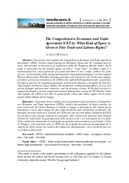 (PDF) The Comprehensive Economic and Trade Agreement (CETA): What Kind ...
