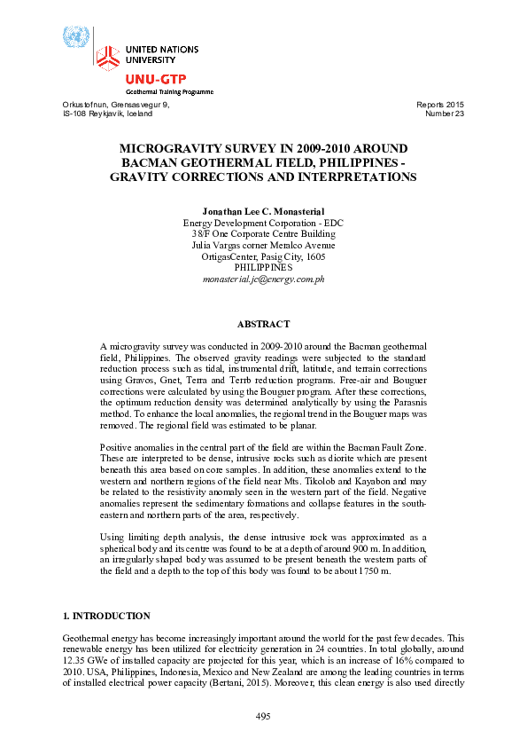 (PDF) MICROGRAVITY SURVEY IN 2009-2010 AROUND BACMAN GEOTHERMAL FIELD ...