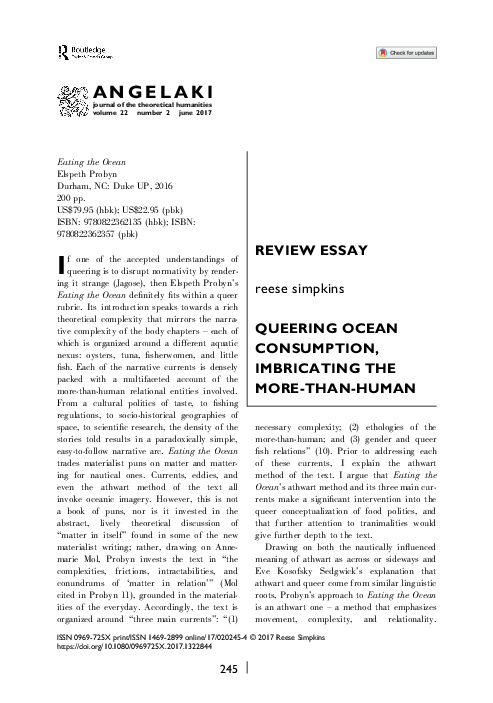 (PDF) Queering Ocean Consumption, Imbricating the More-Than-Human ...