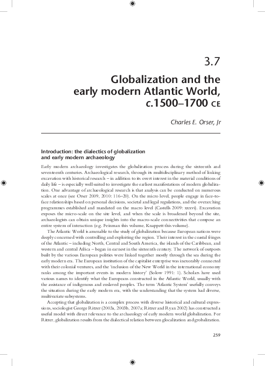 (PDF) Globalization and the early modern Atlantic World, c.1500–1700 ce