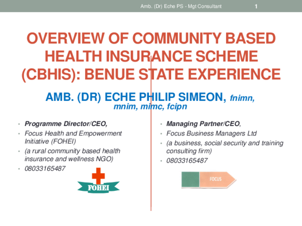 (PDF) OVERVIEW OF COMMUNITY BASED HEALTH INSURANCE SCHEME (CBHIS ...