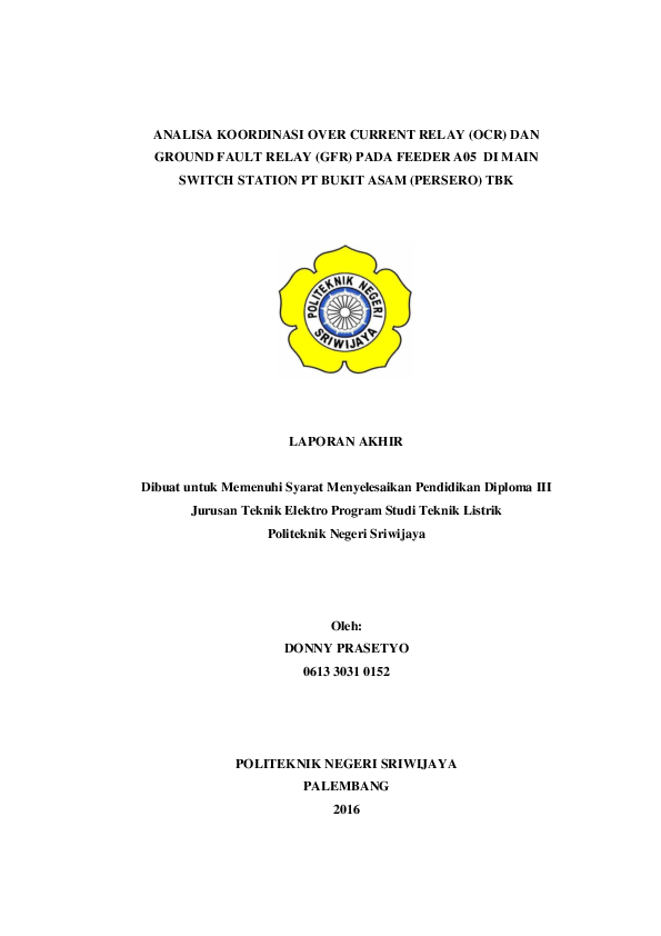 (PDF) ANALISA KOORDINASI OVER CURRENT RELAY (OCR) DAN GROUND FAULT ...