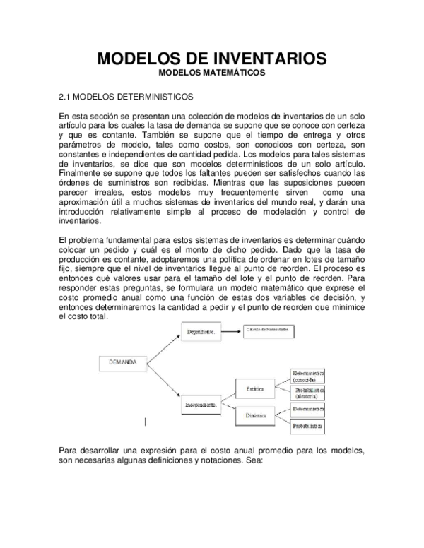 (PDF) MODELOS DE INVENTARIOS MODELOS MATEMÁTICOS 2.1 MODELOS ...
