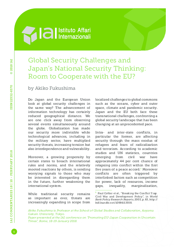 (PDF) Global Security Challenges and Japan's National Security Thinking ...