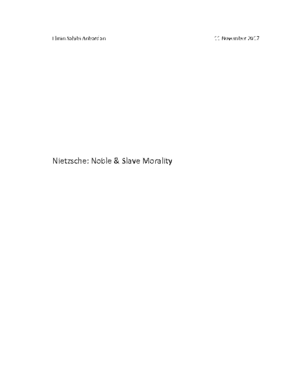 (PDF) Nietzsche: Noble & Slave Morality
