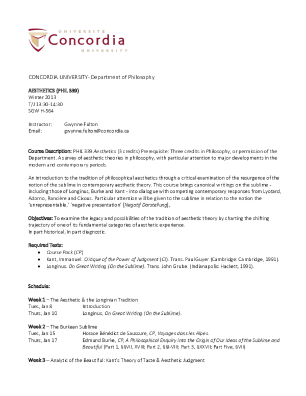 (PDF) Aesthetics, Syllabus