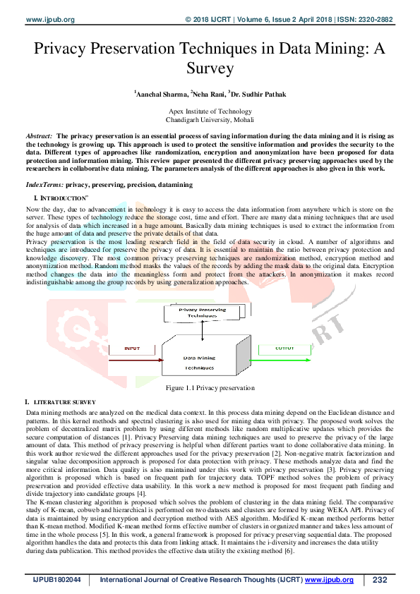 (PDF) Privacy Preservation Techniques in Data Mining: A Survey