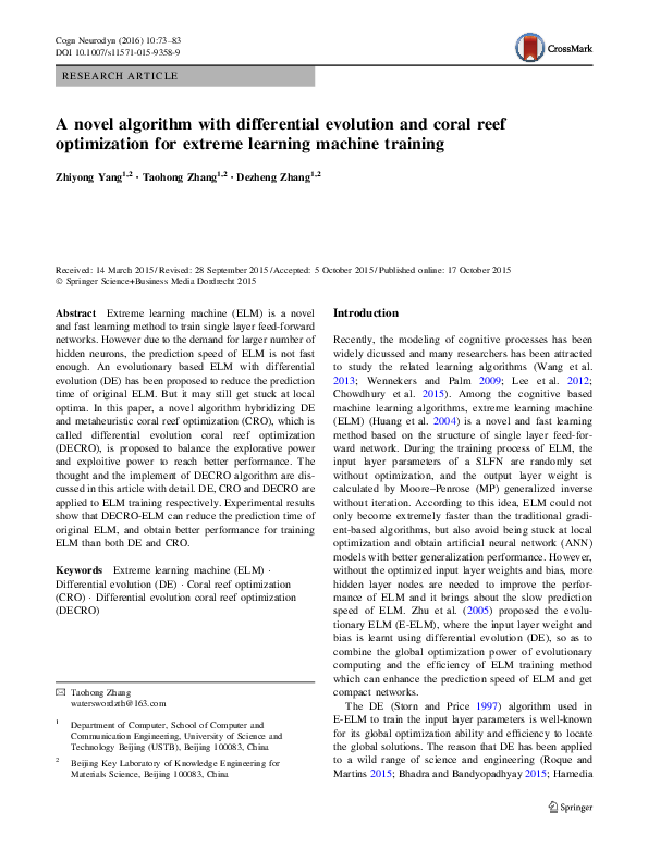 (PDF) A novel algorithm with differential evolution and coral reef optimization for extreme ...