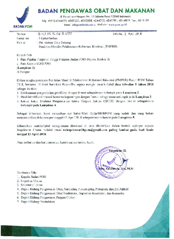 (PDF) Permintaan Data Dukung Penilaian Mandiri Pelaksanaan Reformasi Birokrasi PMPRB