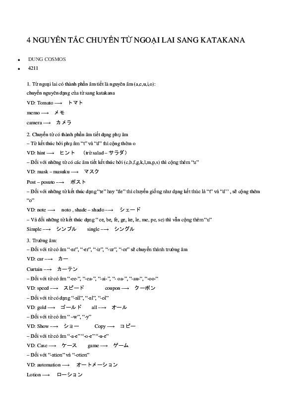 (DOC) NGUYÊN TẮC CHUYỂN TỪ NGOẠI LAI SANG KATAKANA