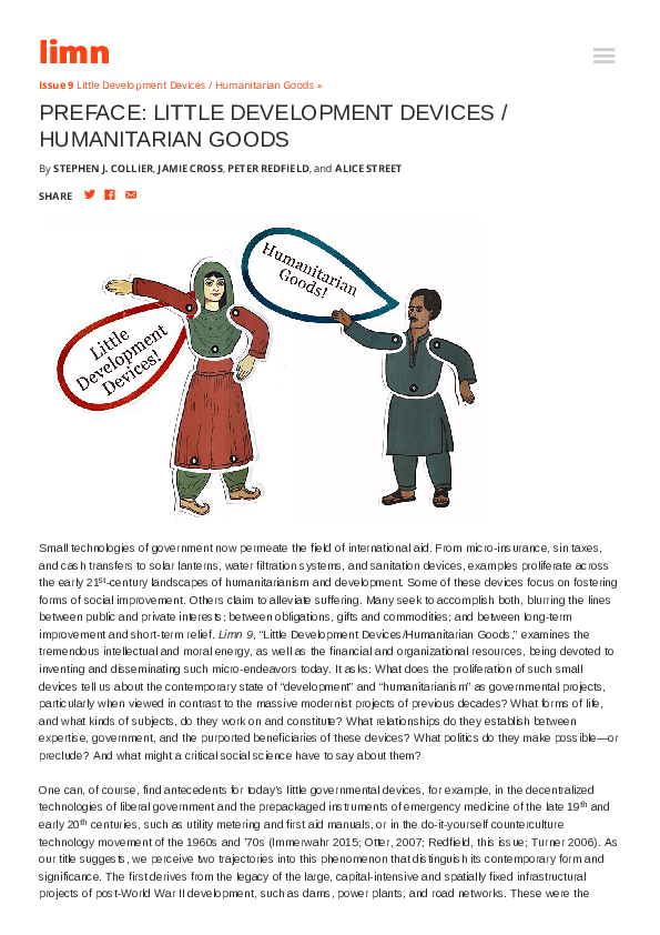 (PDF) Preface: Little Development Devices / Humanitarian Goods