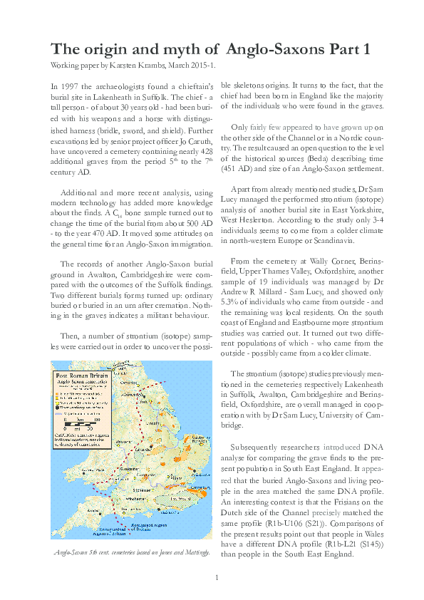 (PDF) The origin - and myth of Anglo-Saxons, Part 1