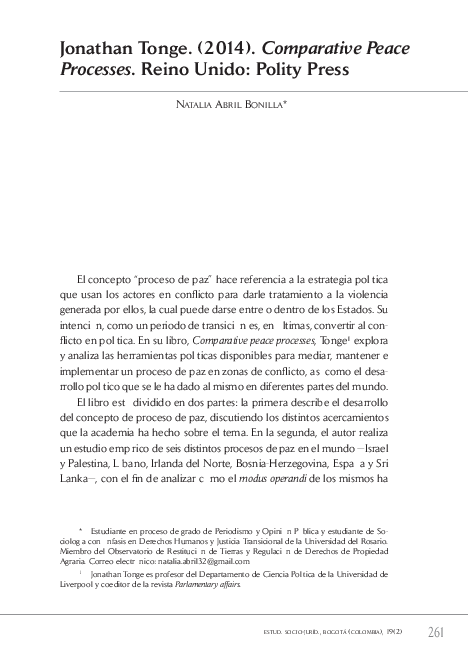 (PDF) Jonathan Tonge. (2 014). Comparative Peace Processes. Reino Unido ...
