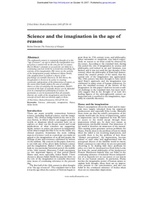 (PDF) Science and the imagination in the age of reason