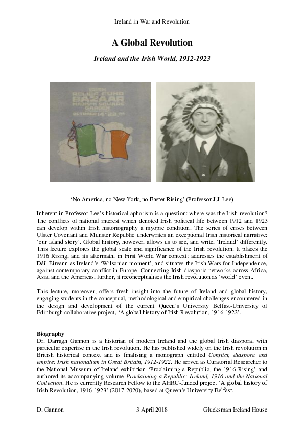 (PDF) 'A global revolution: Ireland and the Irish World, 1912-1923 ...