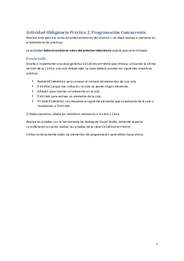(PDF) Actividad Obligatoria Práctica 2. Programación Concurrente