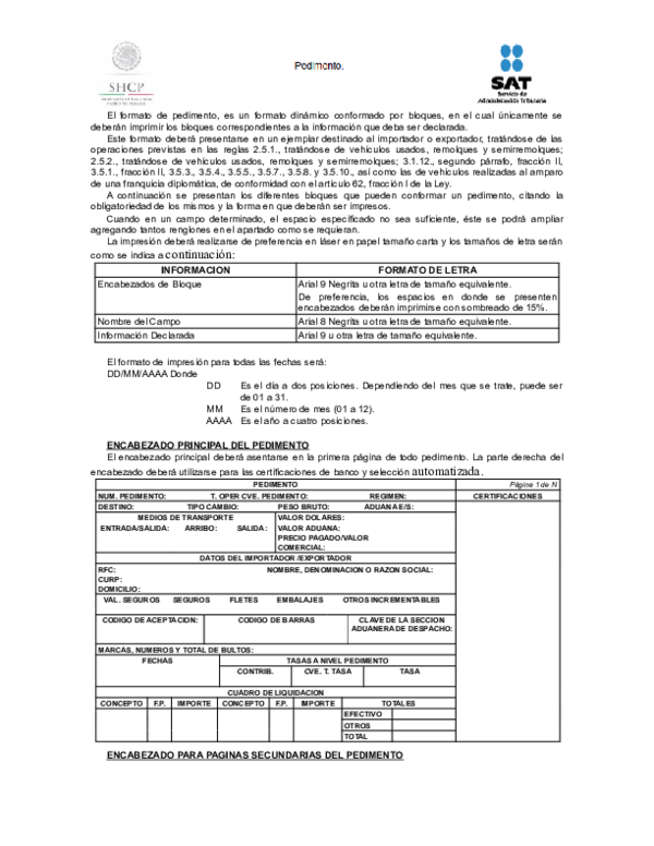 (DOC) Formato de pedimento al comercio exterior